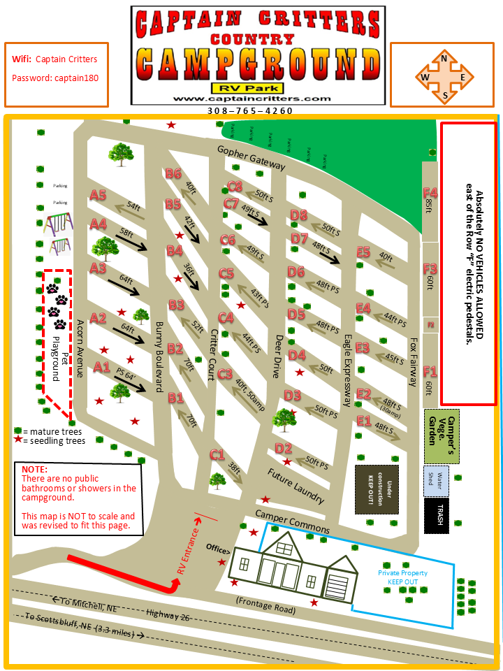 Captain Critters Country Campground Map